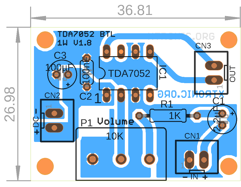 TDA7052 Amplifier Circuit TDA7052A BTL - Xtronic