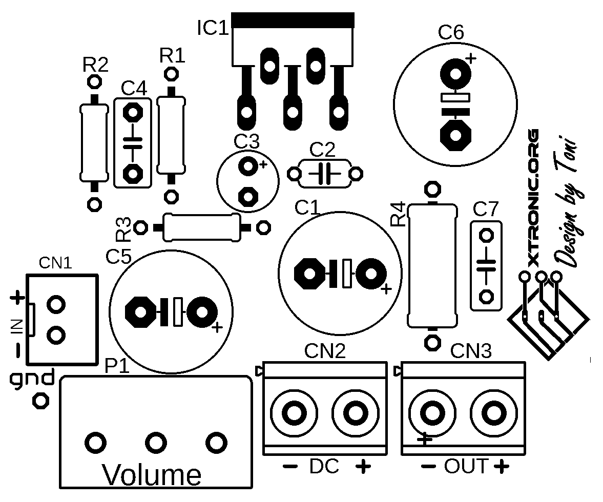 IC TDA2002 Amplifier Circuit Diagram 8W - Xtronic