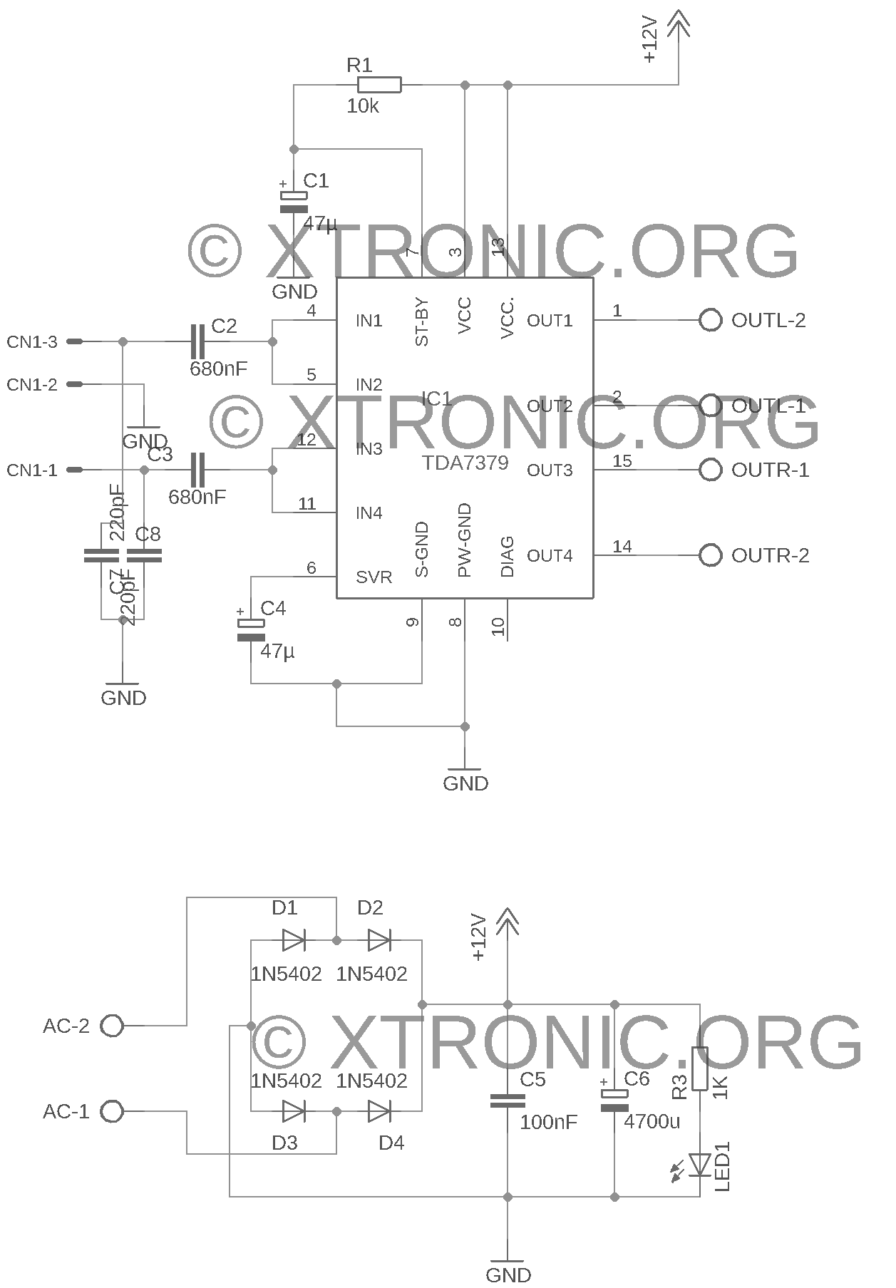 TDA7379 Amplifier Circuit Diagram 2x 38W - Xtronic